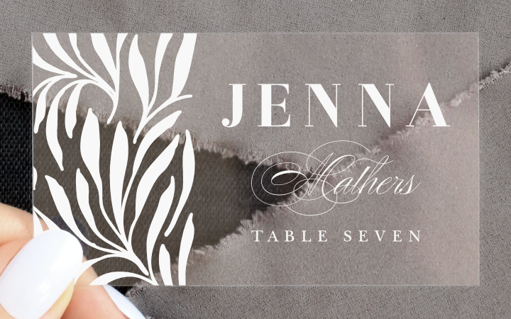 Garden Monogram Clear Place Cards by Basic Invite