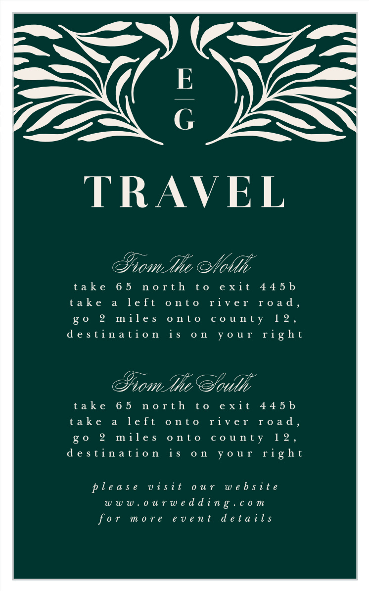 Garden Monogram Direction Cards by Basic Invite