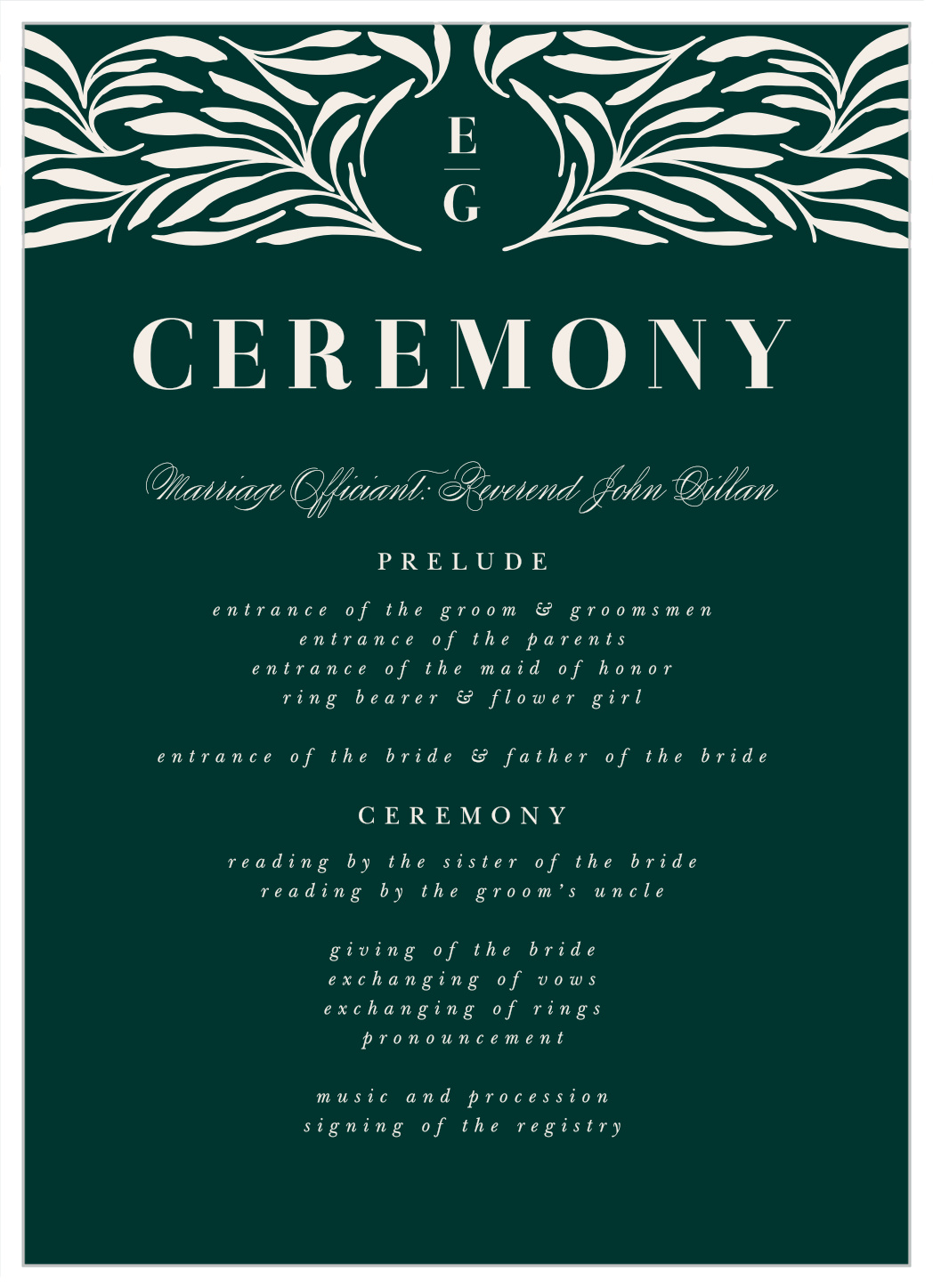 Garden Monogram Wedding Programs by Basic Invite
