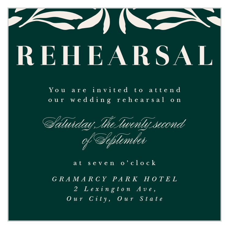 Garden Monogram Rehearsal Cards by Basic Invite