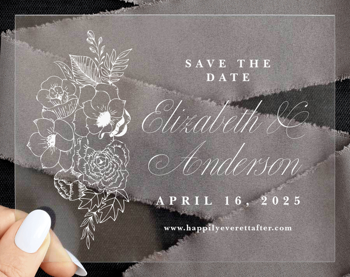 Rustic Botanicals Clear Save The Date Cards by Basic Invite