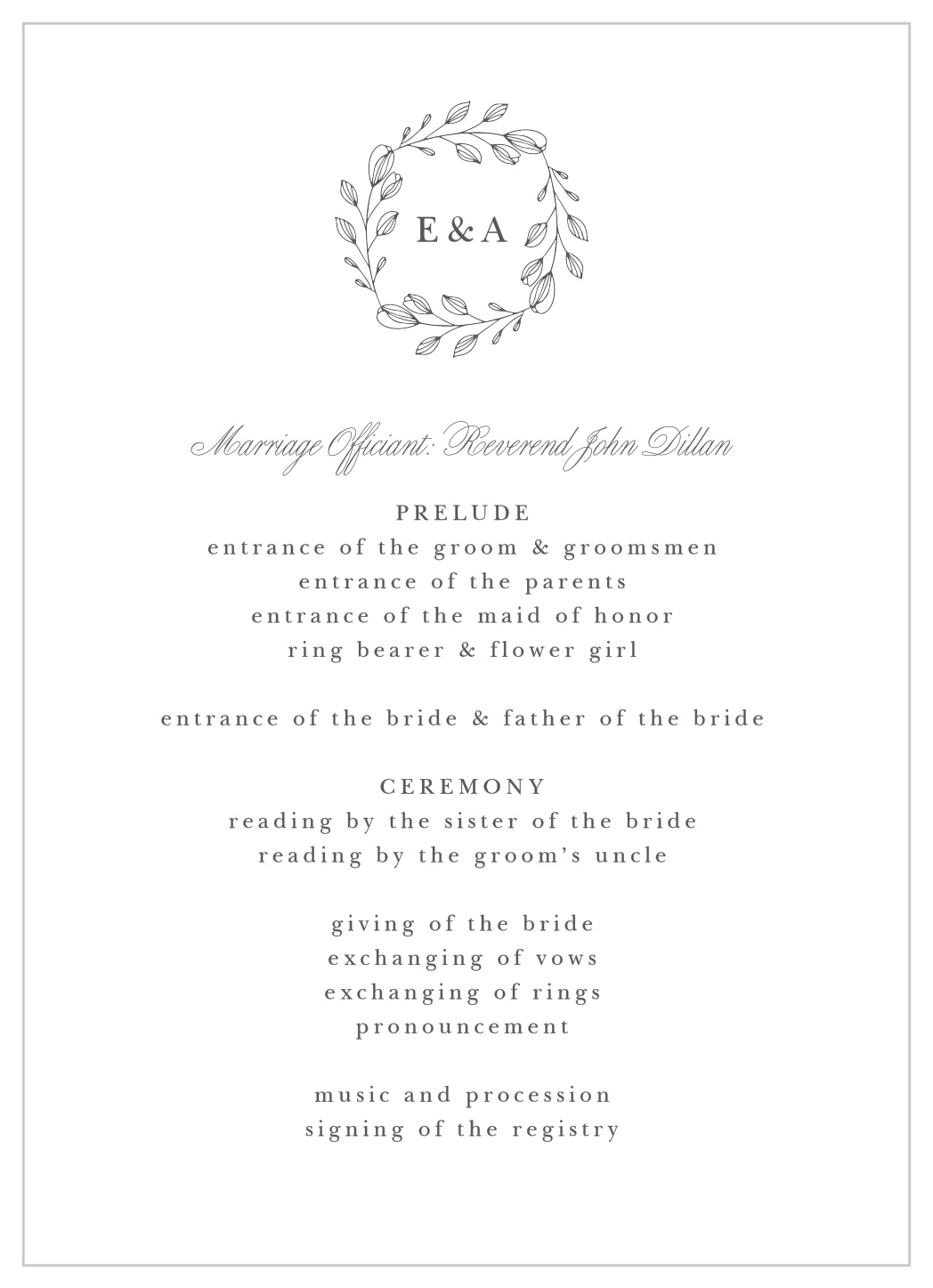 Rustic Botanicals Wedding Programs by Basic Invite