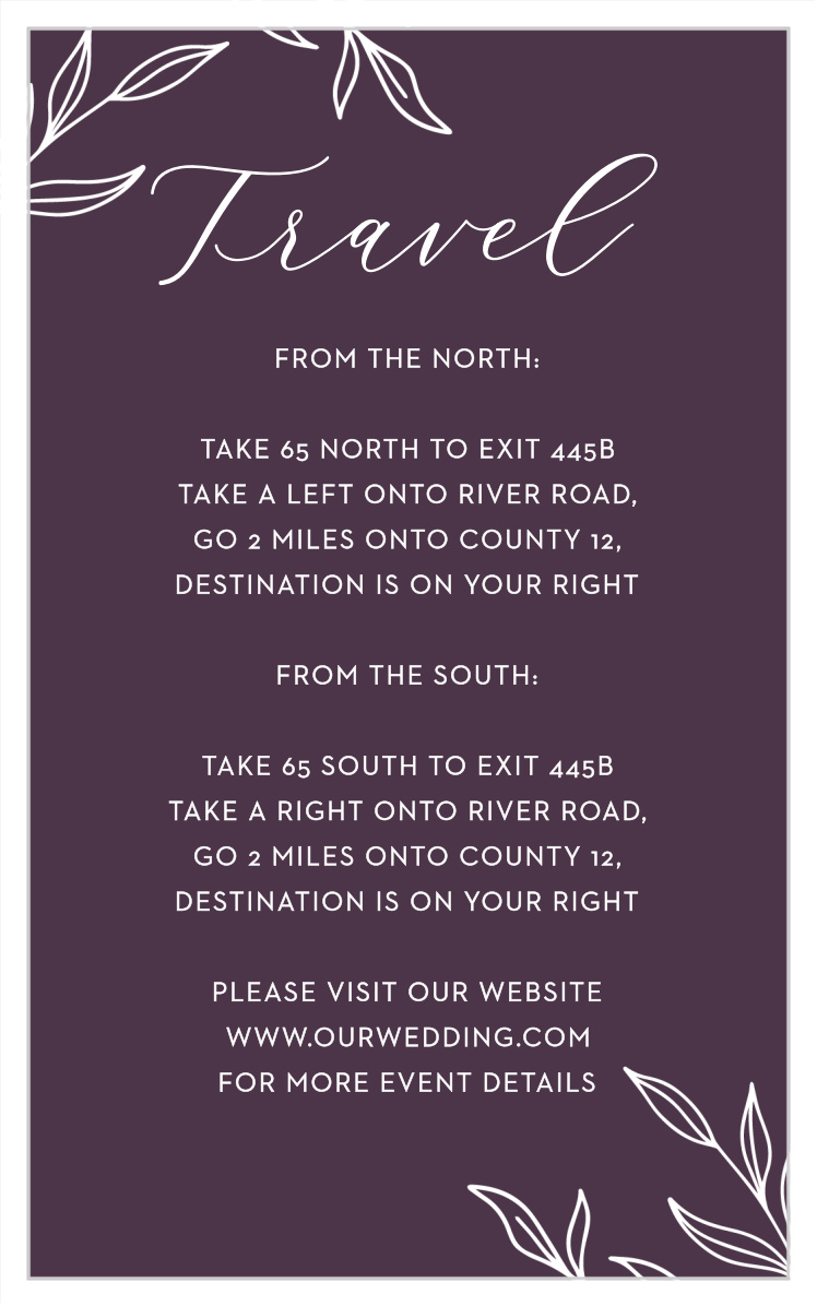 Floral Nuptials Direction Cardss by Basic Invite
