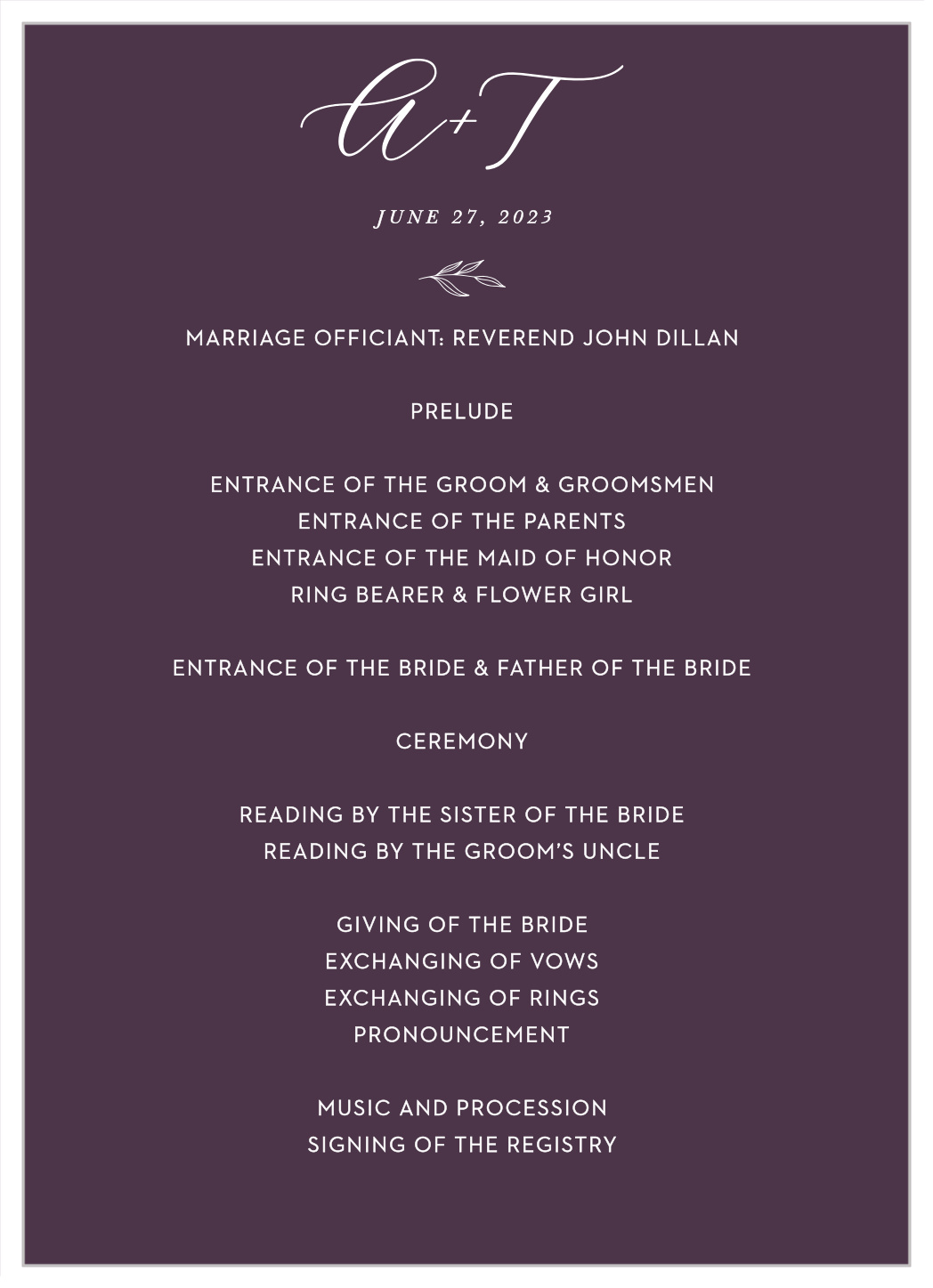 Floral Nuptials Wedding Programs by Basic Invite