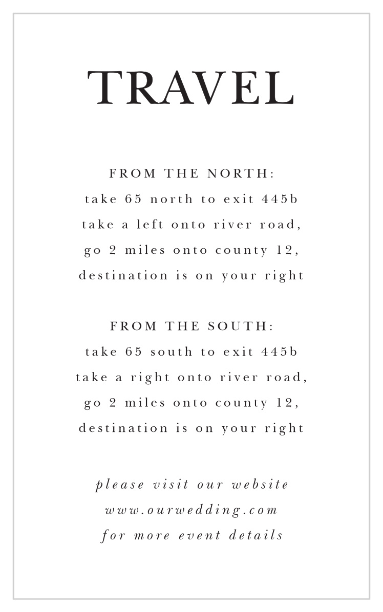 Classic Type Direction Cardss by Basic Invite