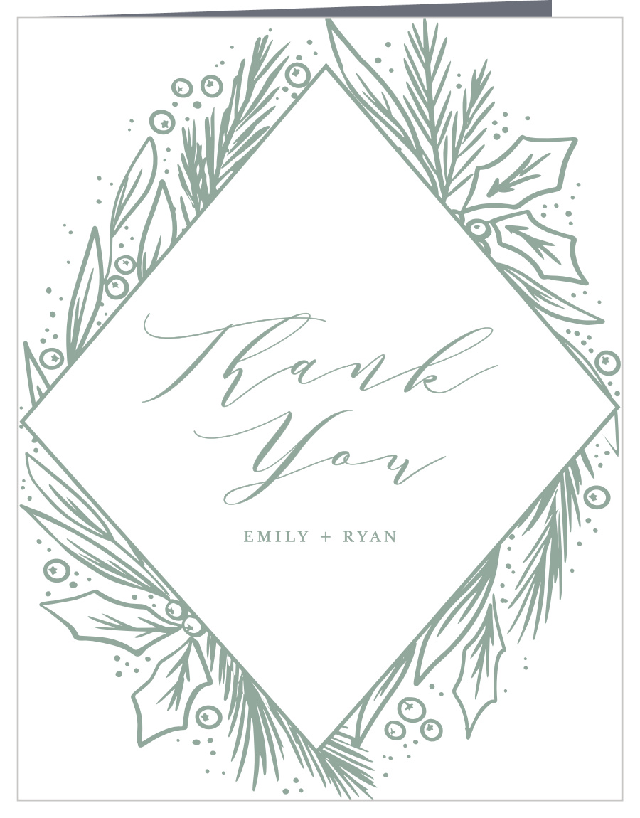 Winter Wreath Wedding Thank You Cards by Basic Invite