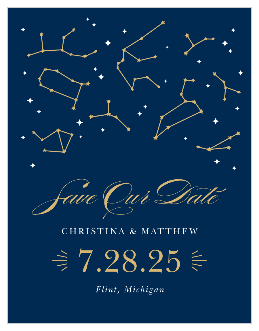 Classic Constellation Foil Save the Date Cards by Basic Invite