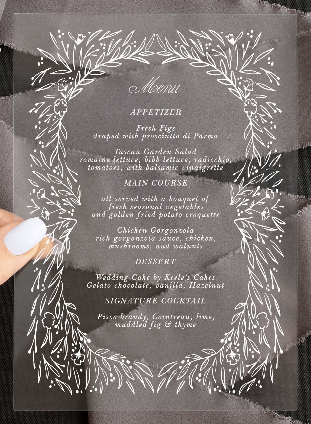 Framed Love Clear Wedding Menus by Basic Invite