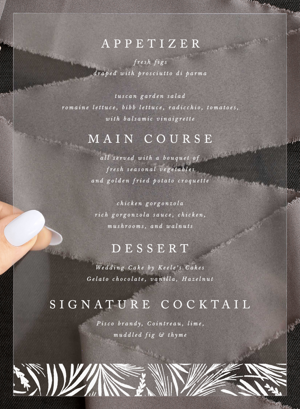 Garden Circles Clear Wedding Menus by Basic Invite