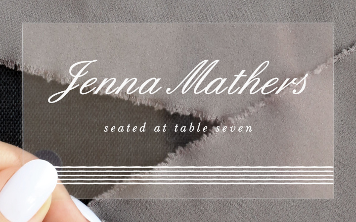 Lovely Frame Clear Place Cards by Basic Invite