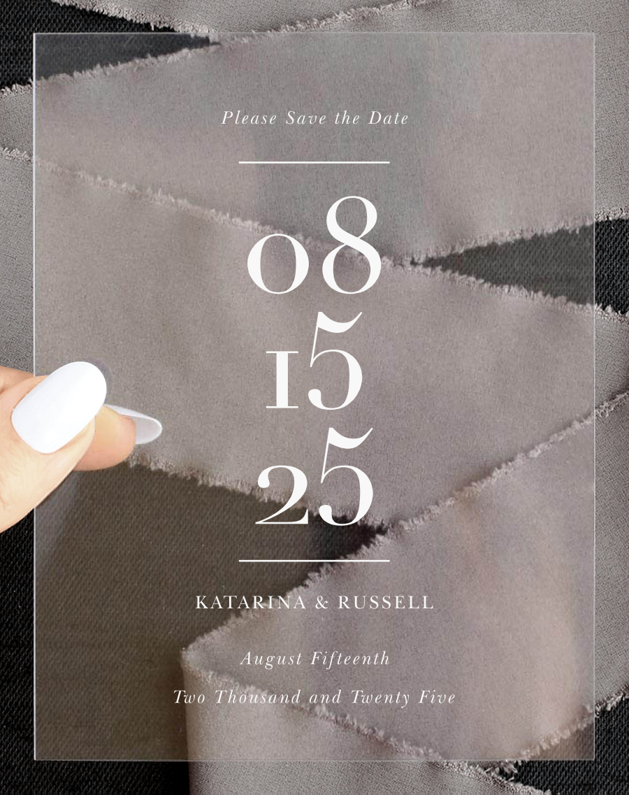 Chapter One Clear Save The Date Cards by Basic Invite