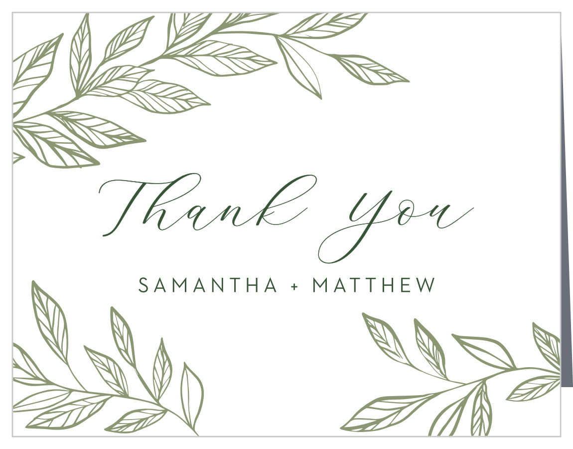 Wispy Leaves Wedding Thank You Cards by Basic Invite