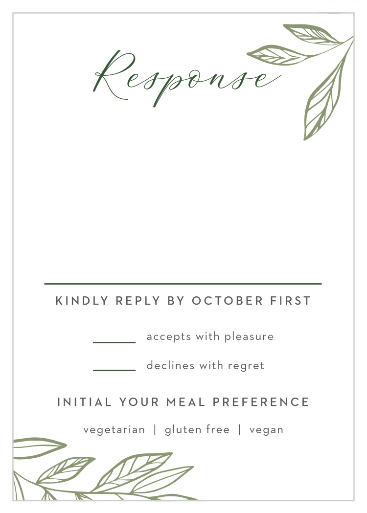 Wispy Leave Response Cards by Basic Invite