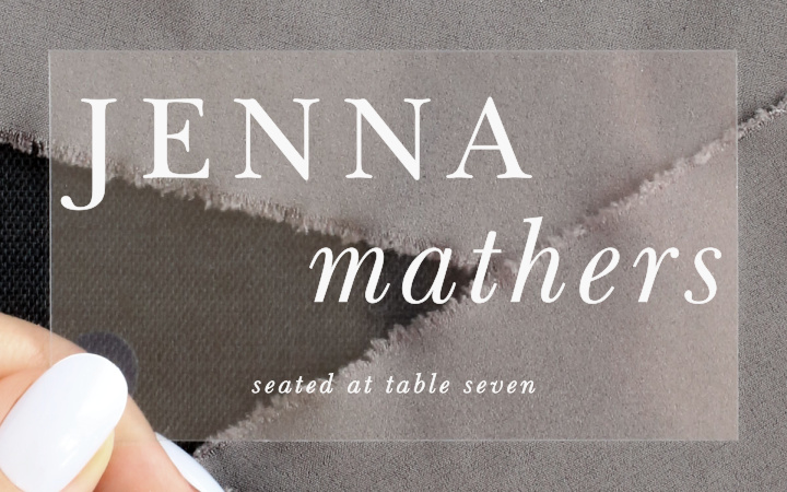 Simply Styled Clear Place Cards by Basic Invite