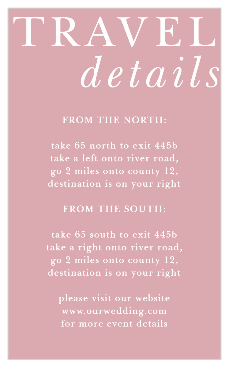 Simply Styled Direction Cards by Basic Invite