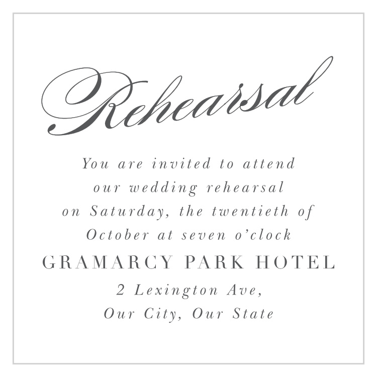 Simple Typography Rehearsal Cards by Basic Invite