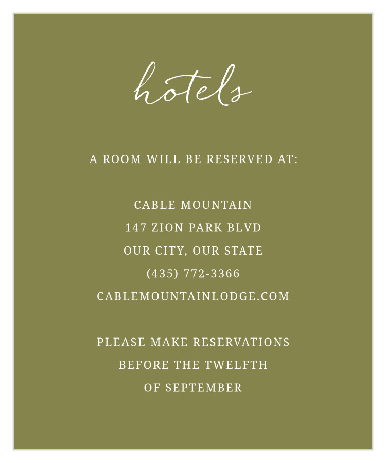 Botanical Monogram Accommodation Cards by Basic Invite
