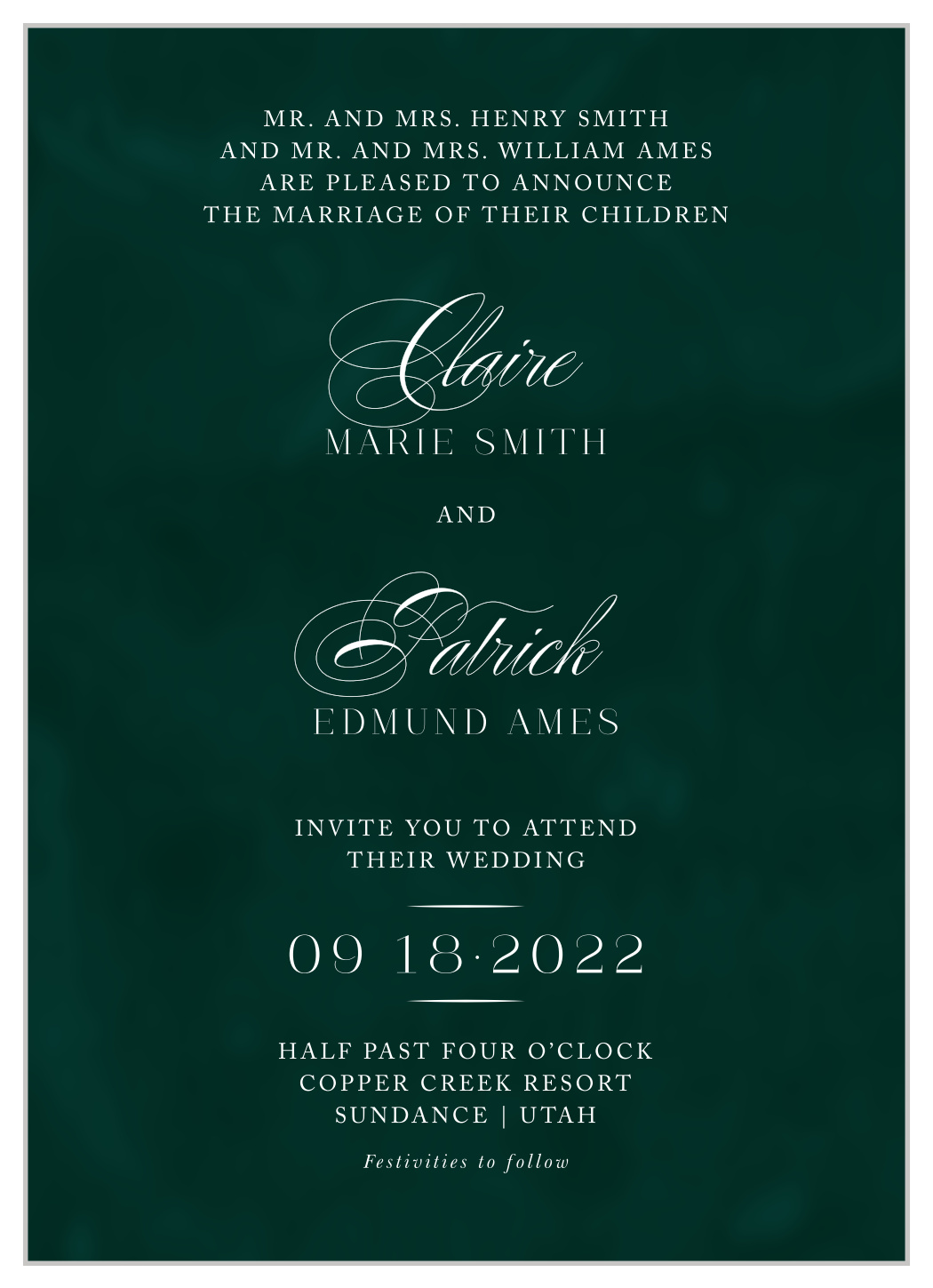 Formal Velveteen Wedding Invitations by Basic Invite