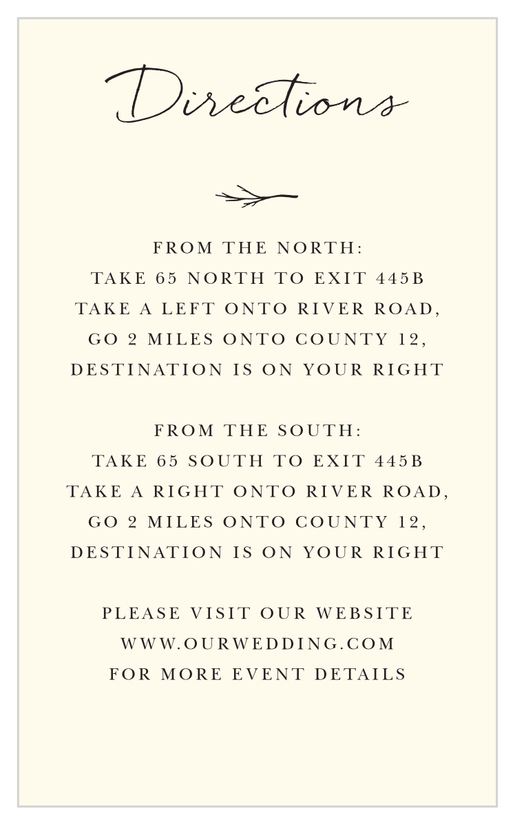 Weathered Branch Direction Cards by Basic Invite