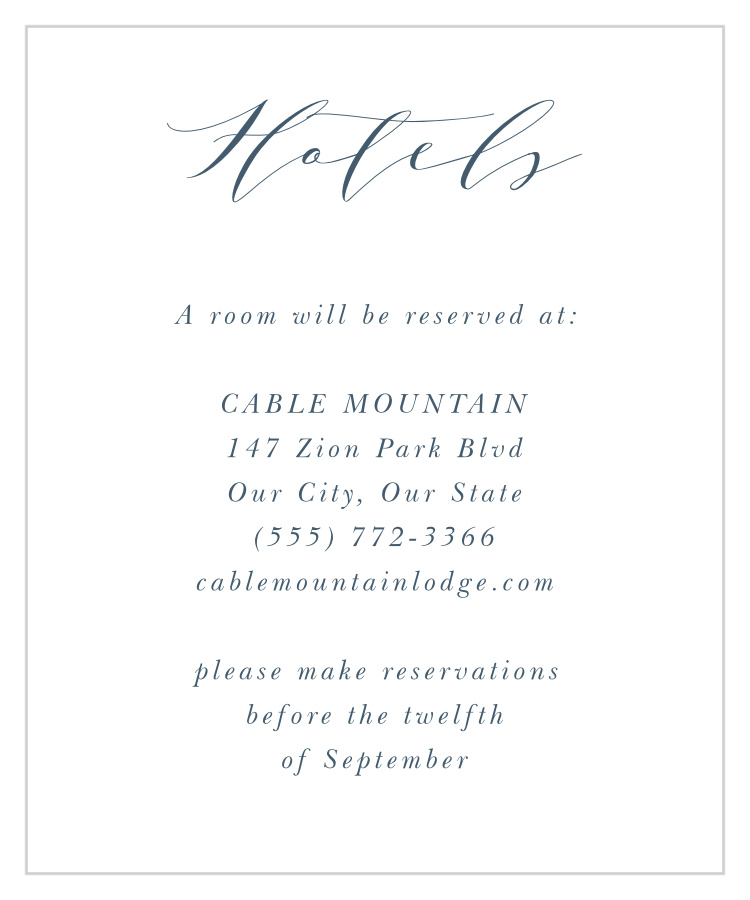 Modern Calligraphy Accommodation Cards by Basic Invite