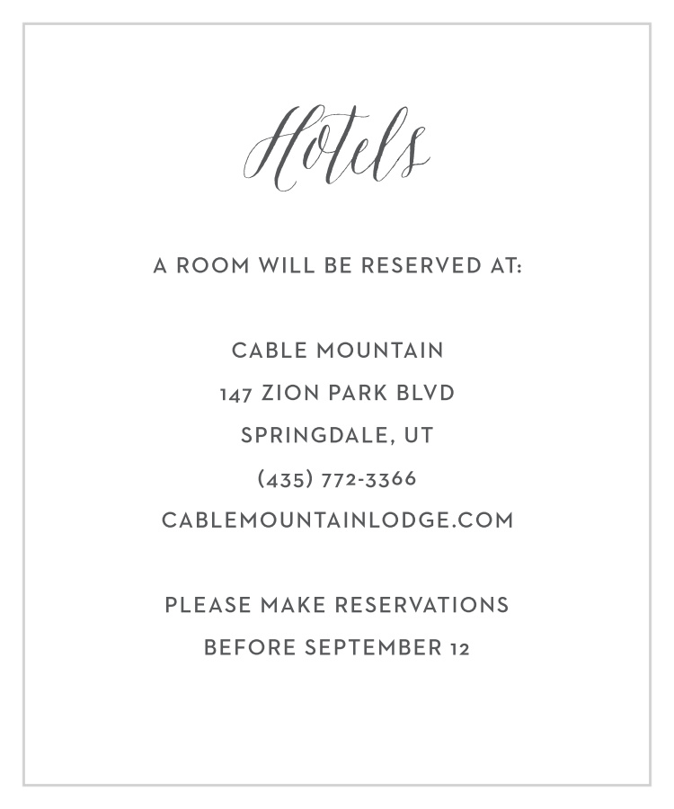 Floral Calligraphy Accommodation Cards by Basic Invite