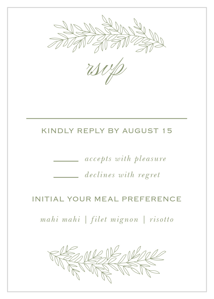 Vintage Greenery Response Cards by Basic Invite