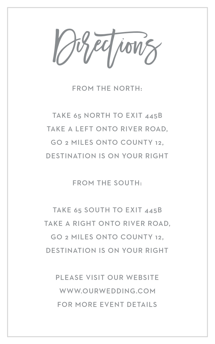 Marker Script Direction Cards by Basic Invite