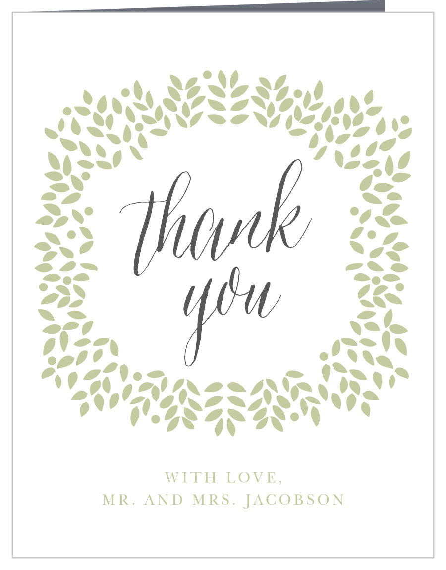 Blushing Foliage Wedding Thank You Cards by Basic Invite