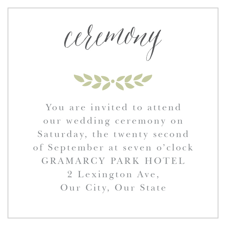 Blushing Foliage Ceremony Cards by Basic Invite