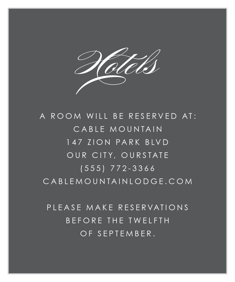 Scripted Elegance Accommodation Cards by Basic Invite