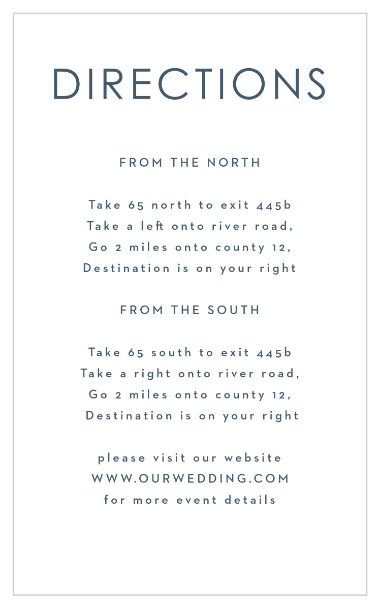 Big Script Direction Cards by Basic Invite