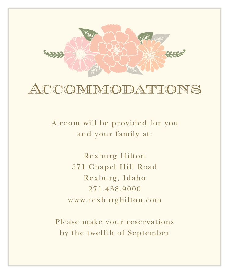 Blossoming Antlers Accommodation Cards by Basic Invite