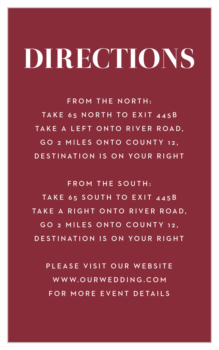 Bold Swash Direction Cards by Basic Invite