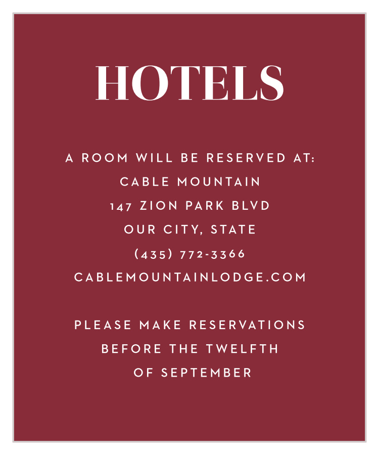 Bold Swash Accommodation Cards by Basic Invite