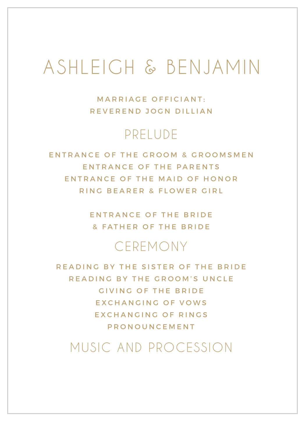 Deco Typography Wedding Programs by Basic Invite