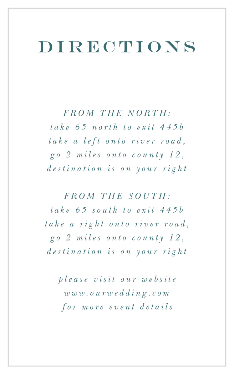 Garden Frame Direction Cards by Basic Invite