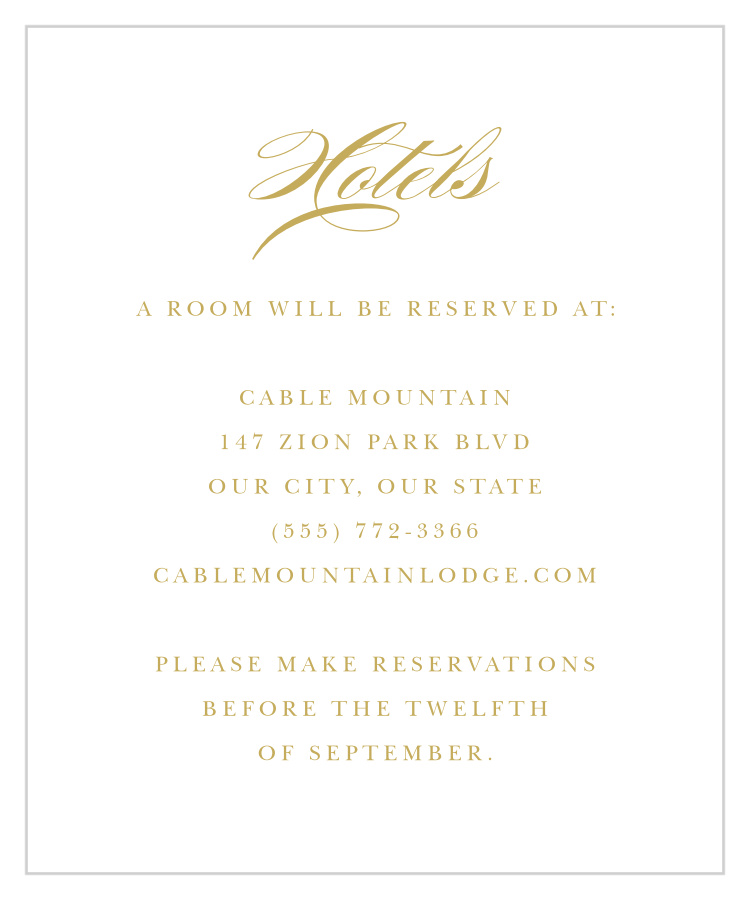 Deco Classic Accommodation Cards by Basic Invite