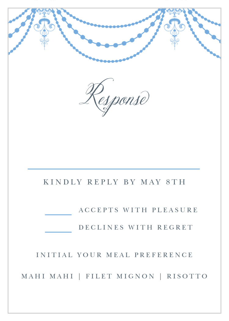 Elegant Chandelier Response Cards by Basic Invite
