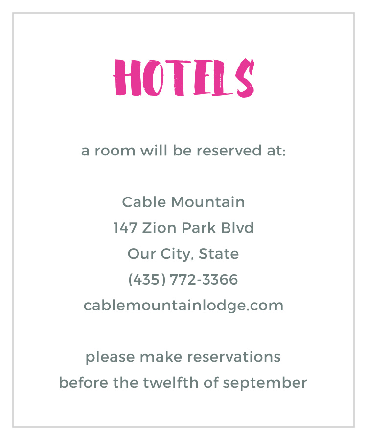 Vivid Type Accommodation Cards by Basic Invite