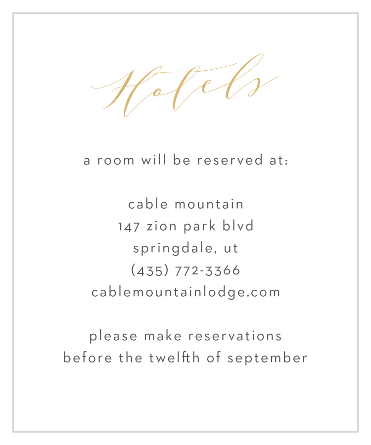 Lovely Blush Accommodation Cards by Basic Invite