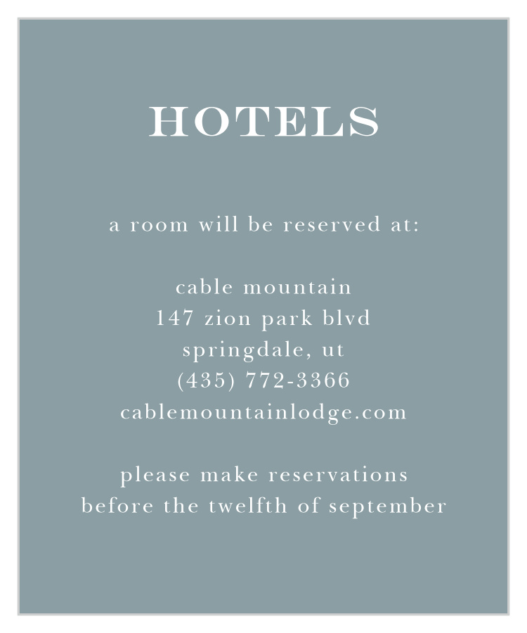 Ornate Calligraphy Accommodation Cards by Basic Invite