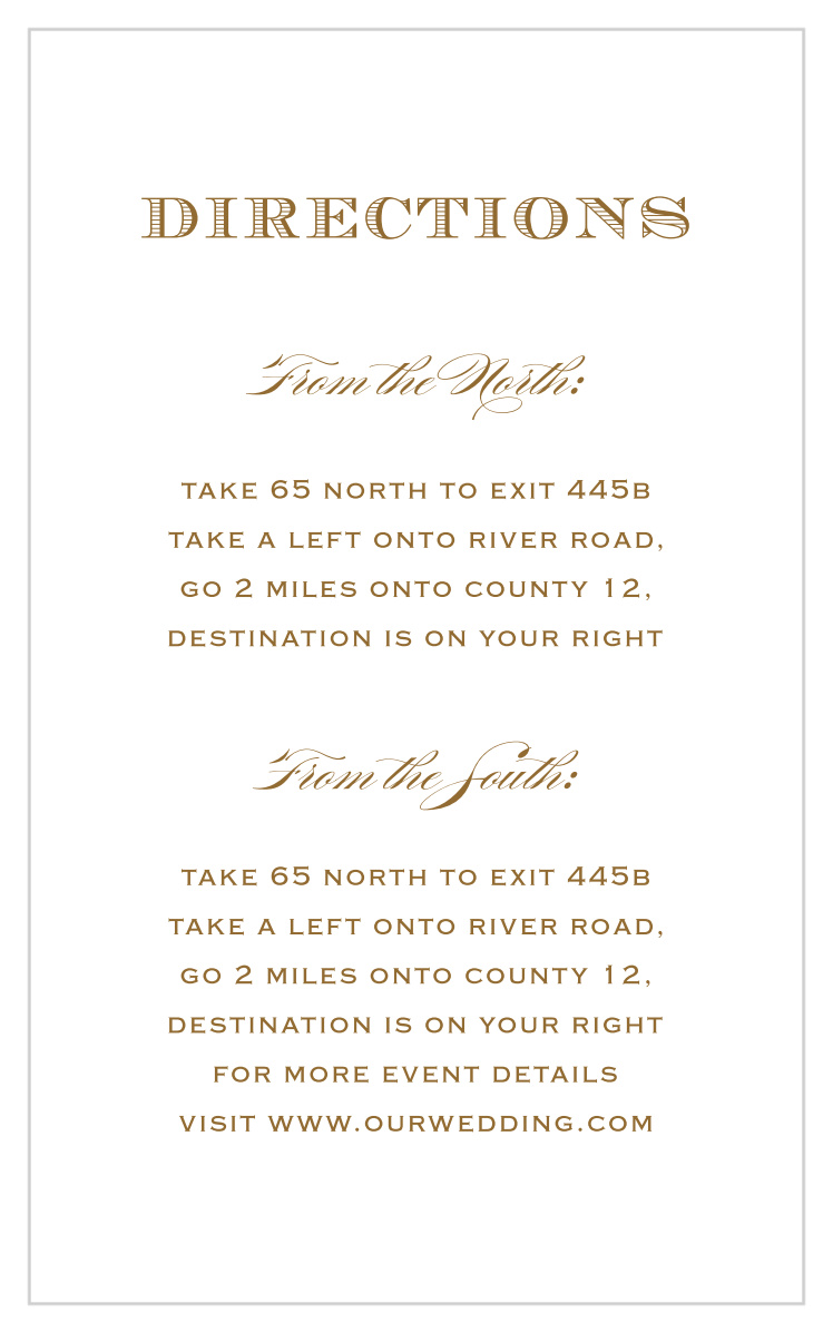 Antique Frame Direction Cards by Basic Invite