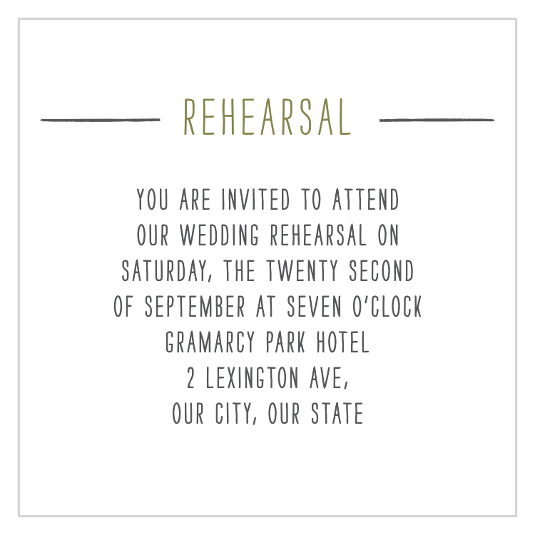 Chalkboard Inscription Rehearsal Cards by Basic Invite