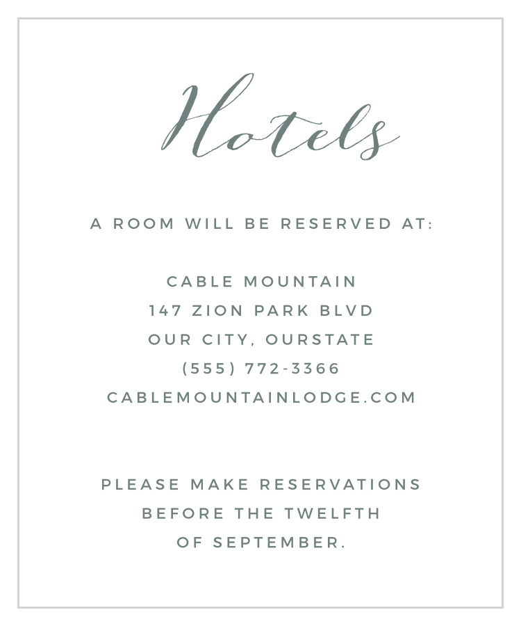 Garden Leaves Accommodation Cards by Basic Invite