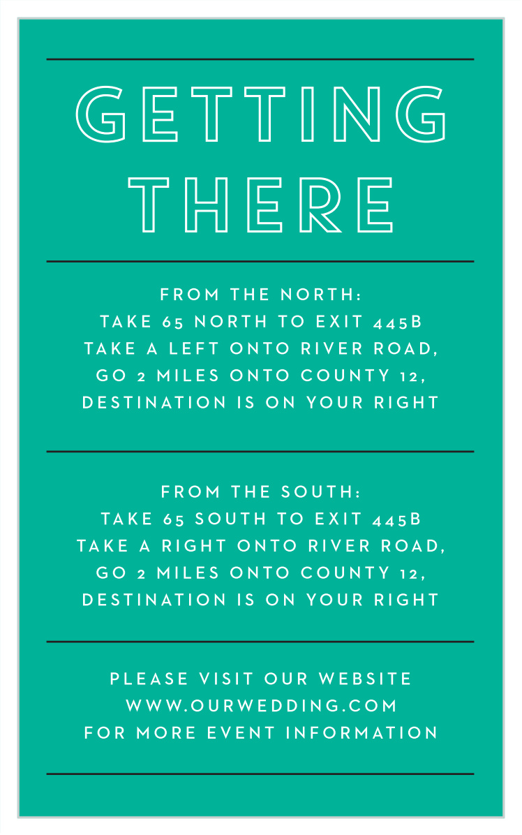 Boldly Outlined Direction Cards by Basic Invite
