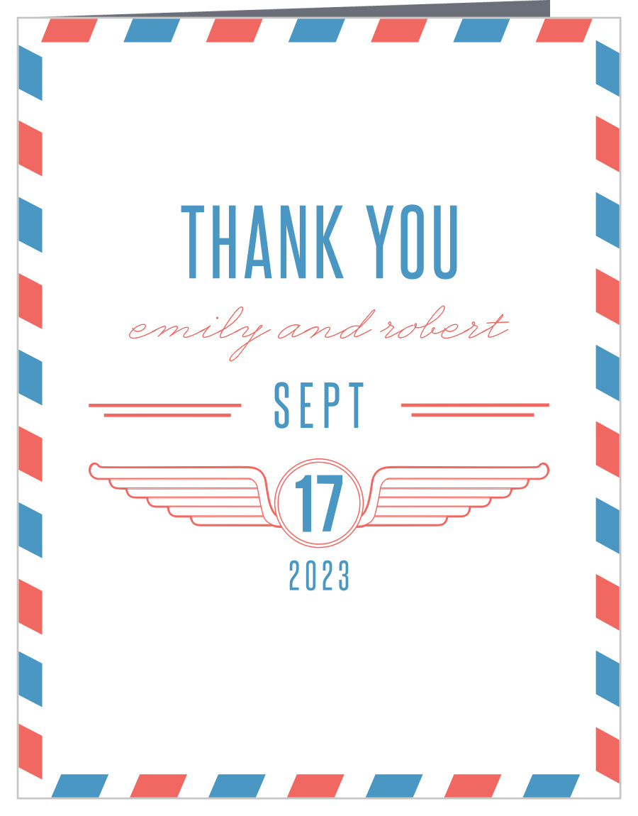 Unique Airmail Wedding Thank You Cards by Basic Invite