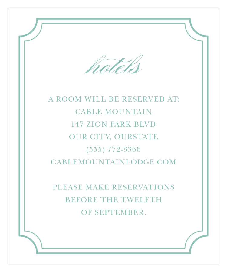 Simple Frame Accommodation Cards by Basic Invite