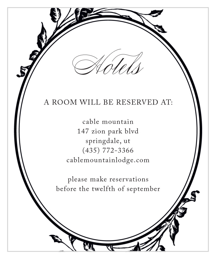 Elegant Relic Accommodation Cards by Basic Invite