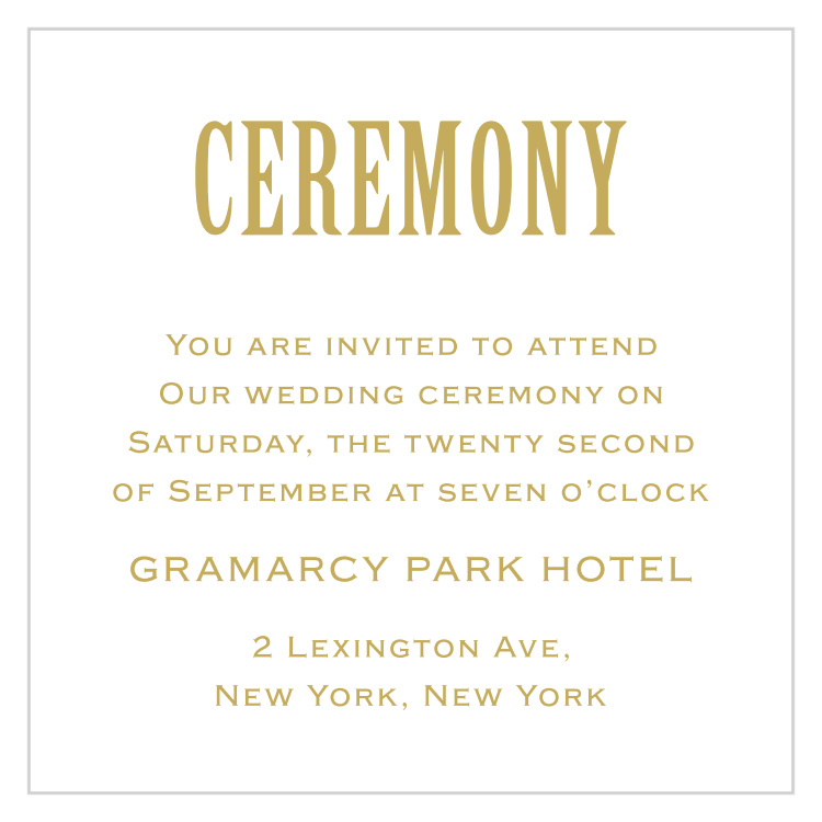 Antique Luxury Ceremony Cards by Basic Invite