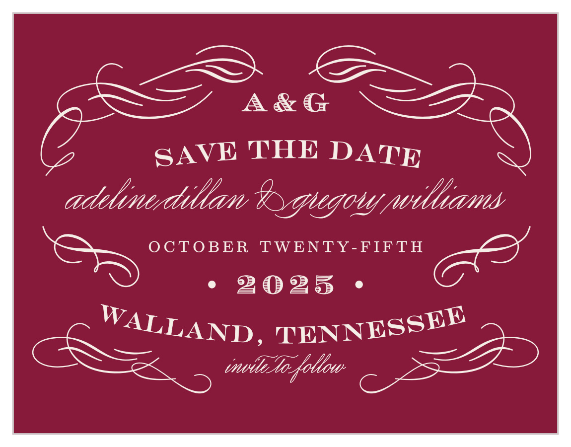 Scrolled Frame Save the Date Cards by Basic Invite